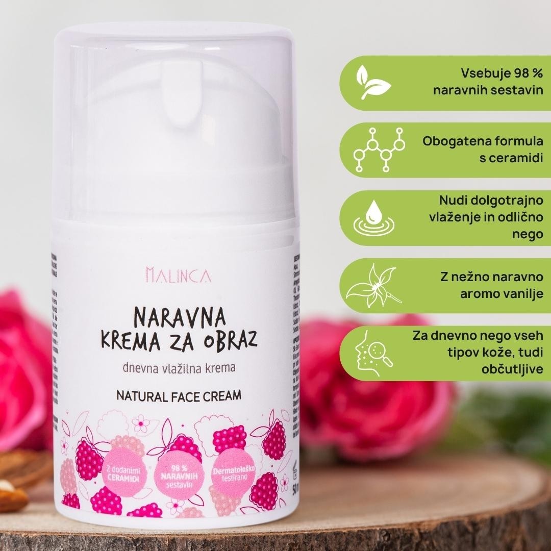 Naravna vlažilna krema za obraz 50ml 2 x | Malinca.si